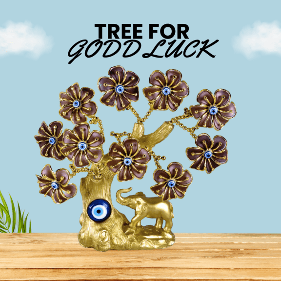 Elephant Evil Eye Tree for Good Luck - Crystal Gallery